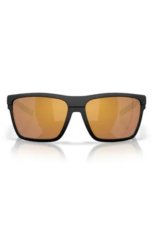 COSTA DEL MAR Pargo 61mm Polarized Square Sunglasses - Net Plus Black/gold 580g
