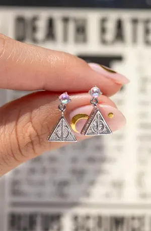 GIRLS CREW X Harry Potter™ Deathly Hallows Drop Earrings - Silver