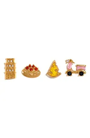 GIRLS CREW Ciao Bella Italia Stud Earring Set - Gold