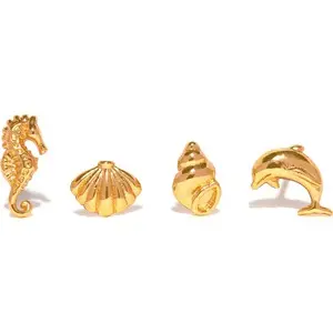 GIRLS CREW Coastal Creatures Stud Earrings Set - Gold