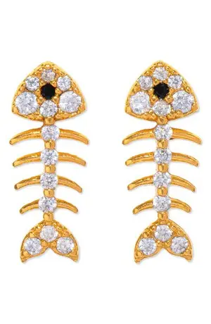 GIRLS CREW Bone To Pick Stud Earrings - Gold