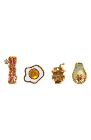 GIRLS CREW Set Of 4 Assorted Single Stud Earrings - Gold