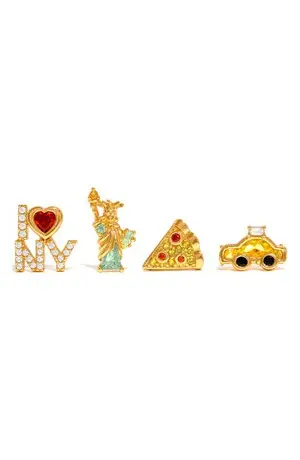 GIRLS CREW Big Apple Assorted Stud Earrings Set - Gold