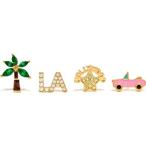 GIRLS CREW City Of Angels Assorted Stud Earrings Set - Gold