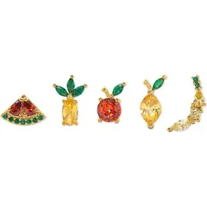 GIRLS CREW Tropical Fruit Basket Stud Earrings Set - Gold