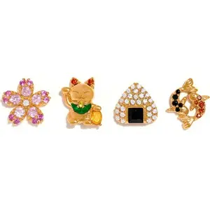 GIRLS CREW Stud Earrings Set Of 4 - Gold