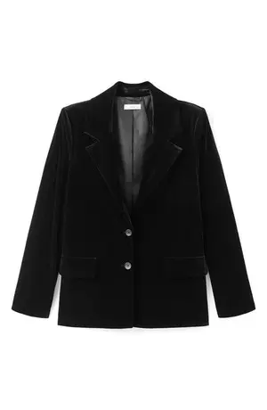 Mango Velvet Blazer - Black