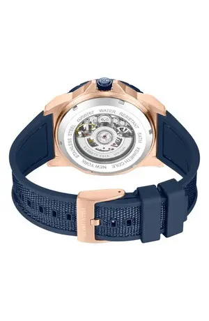KENNETH COLE Automatic Silicone And Nylon Strap Watch - Navy/blue Dark