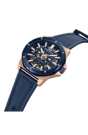 KENNETH COLE Automatic Silicone And Nylon Strap Watch - Navy/blue Dark