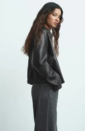 Mango Faux Leather Zip Jacket