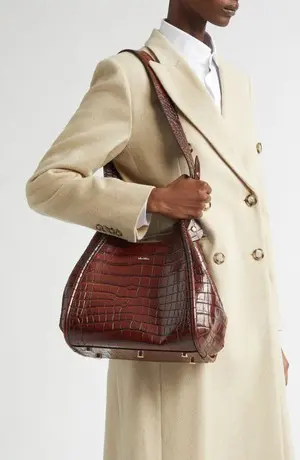 Max Mara Small Marine Croc Embossed Leather Tote