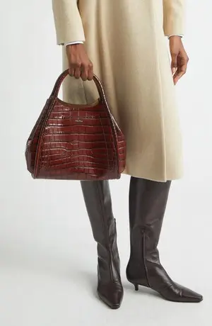 Max Mara Small Marine Croc Embossed Leather Tote