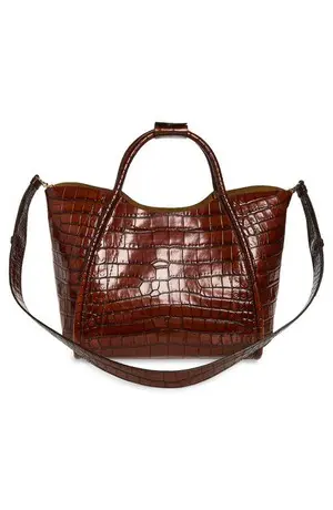 Max Mara Small Marine Croc Embossed Leather Tote