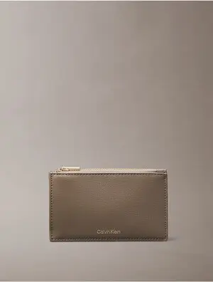 Calvin Klein Foil Logo Double Zip Card Case - Desert Taupe