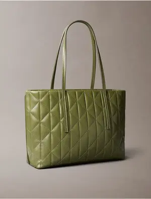 Calvin Klein Quilted Emblem Logo Small Tote - Cypress