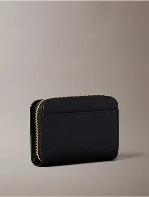 Calvin Klein Minimal Monogram Zip Flap Wallet - Black