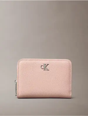 Calvin Klein Minimal Monogram Zip Flap Wallet - Pale Conch