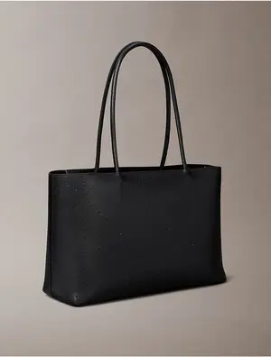 Calvin Klein Perforated Emblem Logo Tote Bag - Black