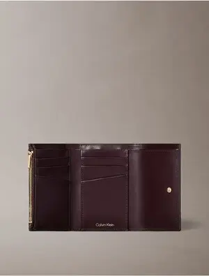 Calvin Klein Allover Emblem Logo Trifold Wallet - Fudge
