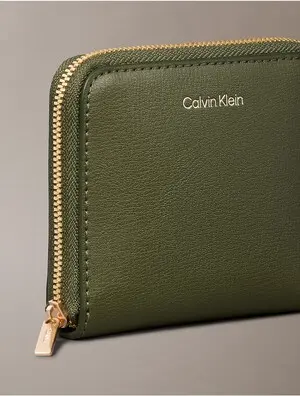Calvin Klein Foil Logo Square Zip Wallet - Cypress