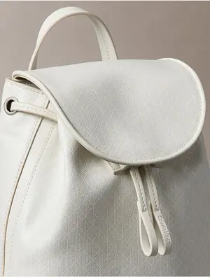 Calvin Klein Allover Emblem Logo Backpack - Lily White Aop