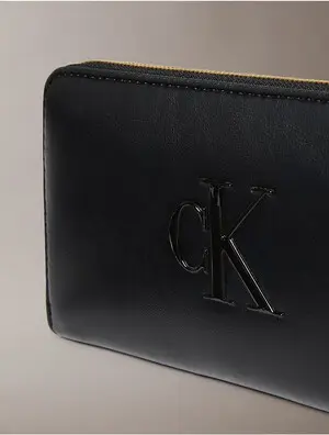 Calvin Klein Bold Monogram Long Zip Wallet - Black