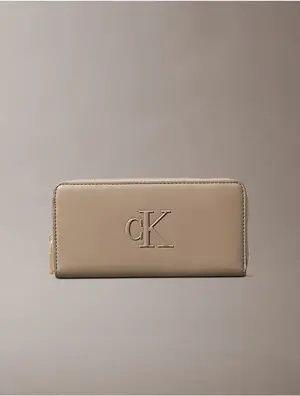 Calvin Klein Bold Monogram Long Zip Wallet - Desert Taupe