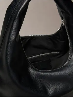 Calvin Klein Pebble Grain Crescent Shoulder Bag - Black