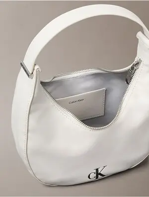 Calvin Klein Curved Small Shoulder Bag - White Alyssum