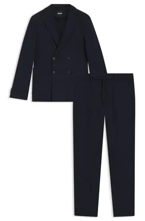 BOSS Two-piece Slim-fit Suit In Performance-stretch Fabric - Dark Blue