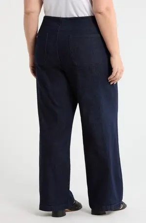 Eileen Fisher Wide-leg Stretch Denim Pants - Deep Indigo