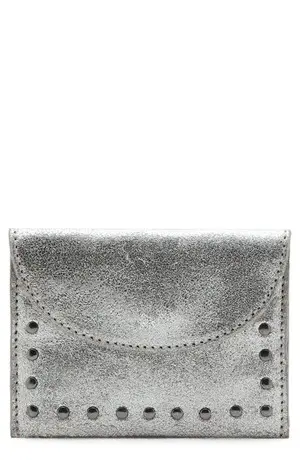 Mango Studded Leather Coin Pouch - Silver