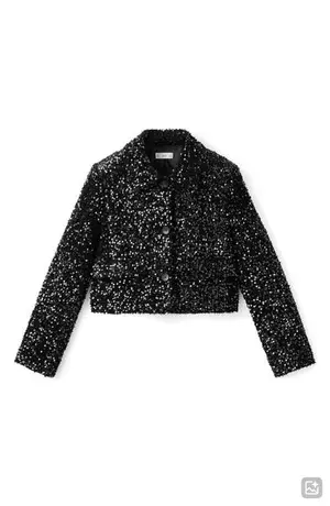 Mango Sequin Embellished Cropped Blazer