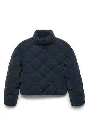 Mango Quilted Puffer Coat - Dark Navy
