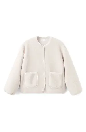Mango Textured Fleece Snap-up Jacket