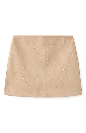 Mango Studded Faux Suede Mini Skirt - Sand