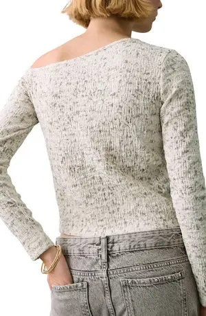 Mango One-shoulder Ruched Long-sleeve Top