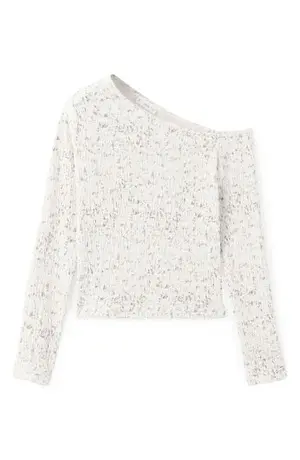 Mango One-shoulder Ruched Long-sleeve Top