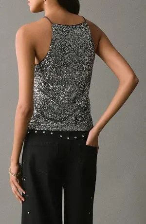 Mango Sequin Sleeveless Top