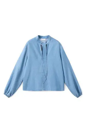 Mango Tie Neck Popover Shirt
