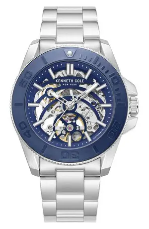 KENNETH COLE Skeleton Automatic Bracelet Watch - Silver