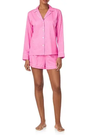 Ralph Lauren Polka Dot Cotton Blend Short Pajamas - Pink Print