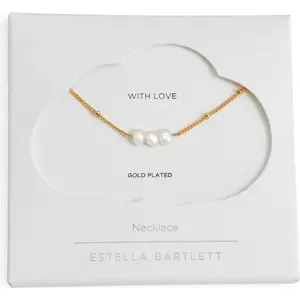 Estée Lauder Triple Faux Pearl Chain Necklace - Gold