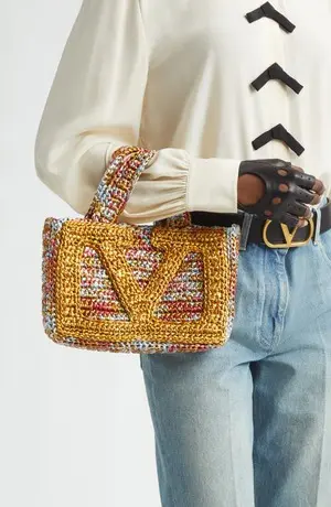 Valentino Garavani Small Viva Superstar Raffia Tote