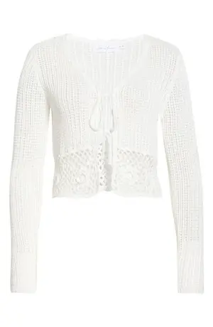 ALL IN FAVOR Crochet Detail Tie-front Sweater