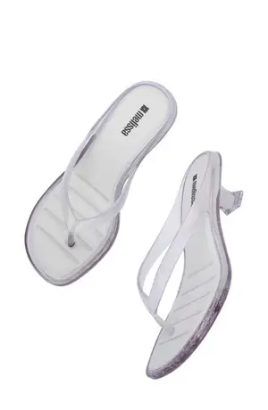 Melissa Kitten Heel Flip Flop - Clear/white