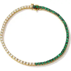 MARK HENRY Mark Henry Diamond And Emerald Tennis Bracelet In 18k Gold Emerald