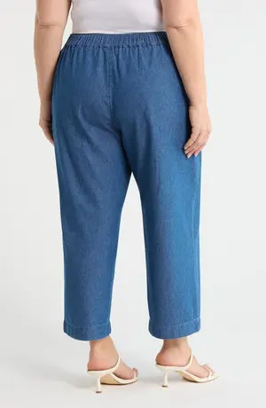 Jones New York Pull-on Drawstring Chambray Crop Wide Leg Pants