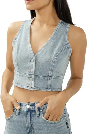 SILVER JEANS CO. Crop Denim Vest - Corfu
