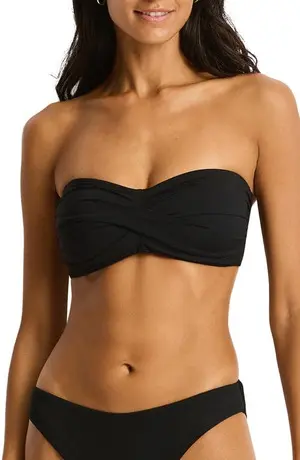 SEA LEVEL Essentials Edit Twist Front Bikini Top - Black